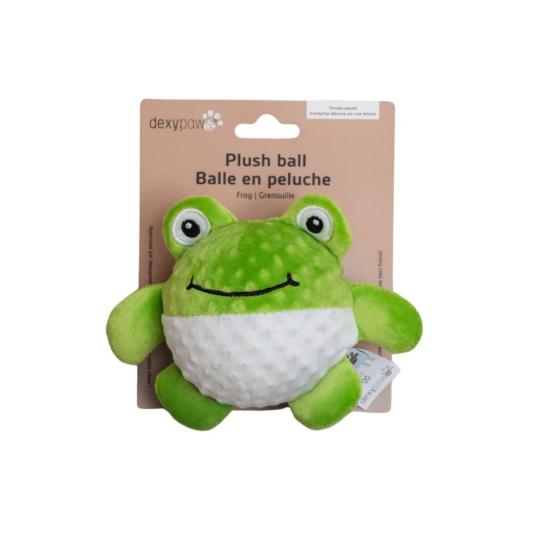 Dexypaws Dog Toys - Frog Plush with Integrated Ball – Toronto Pets