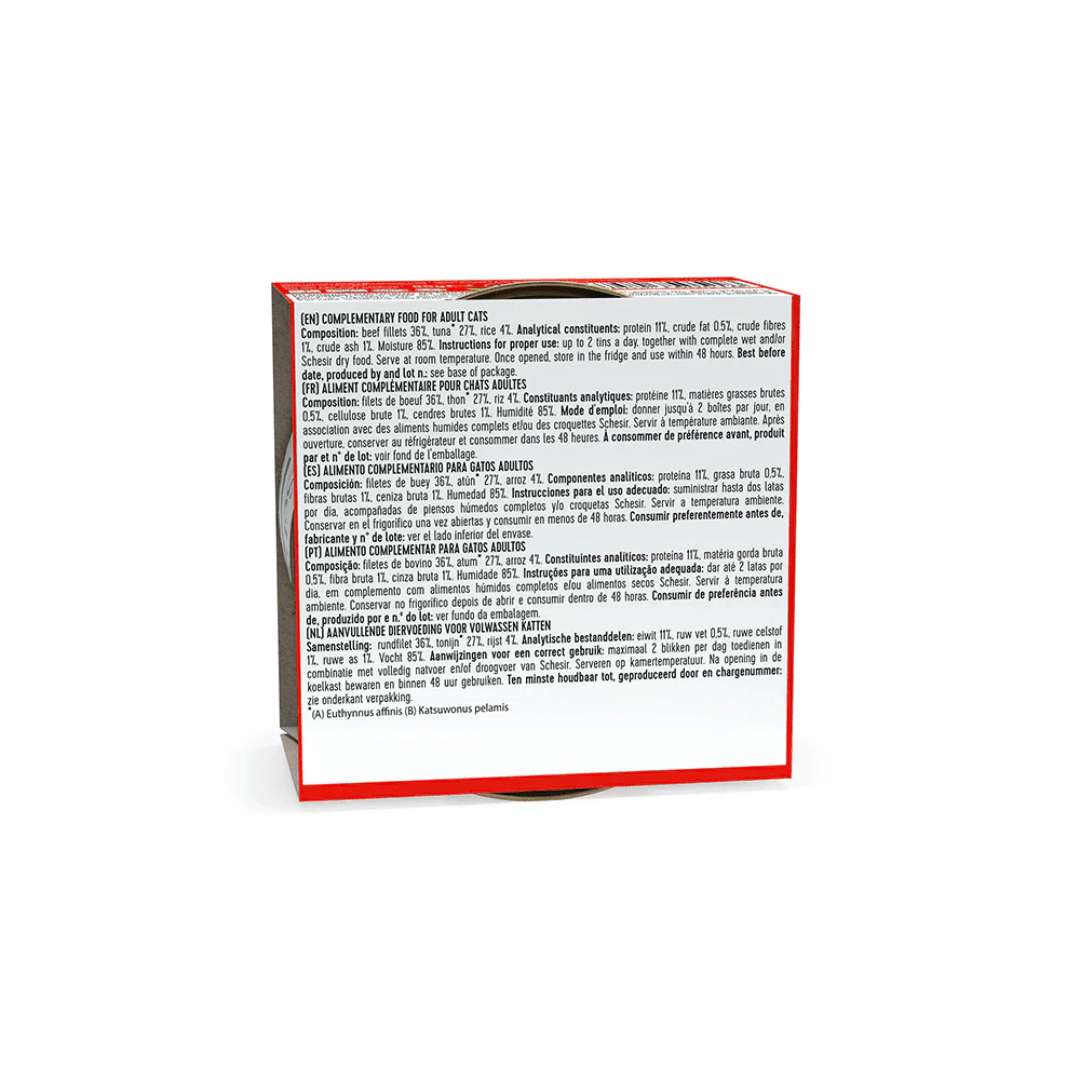 Schesir Wet Cat Food - Tuna & Beef Fillets with Rice Natural Style Can ...